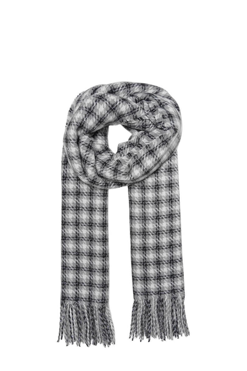 ONLY geruite sjaal met lurex ONLMAGDALENA grijs | wehkamp