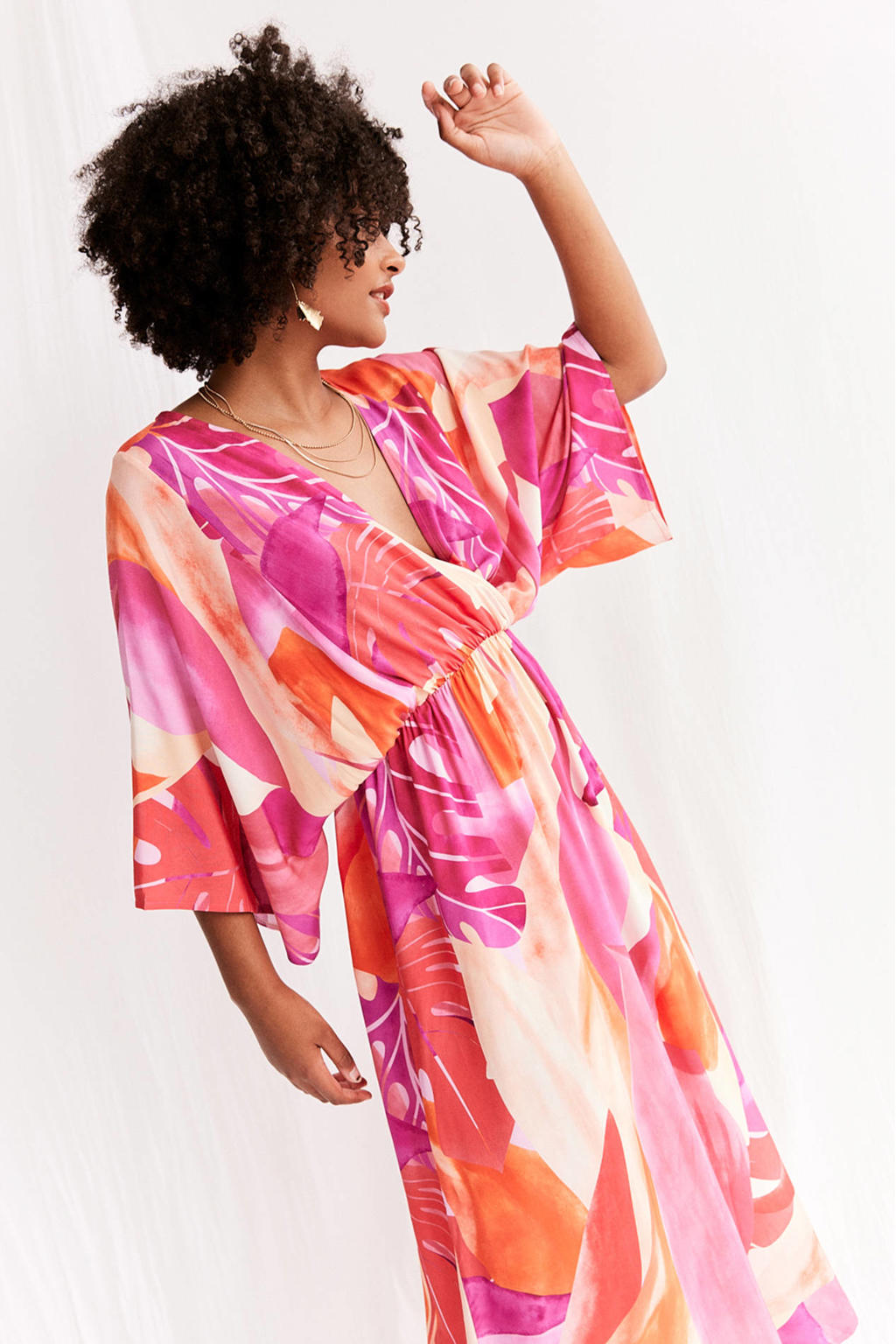 LOLALIZA maxi jurk met all over print roze/paars/rood | wehkamp