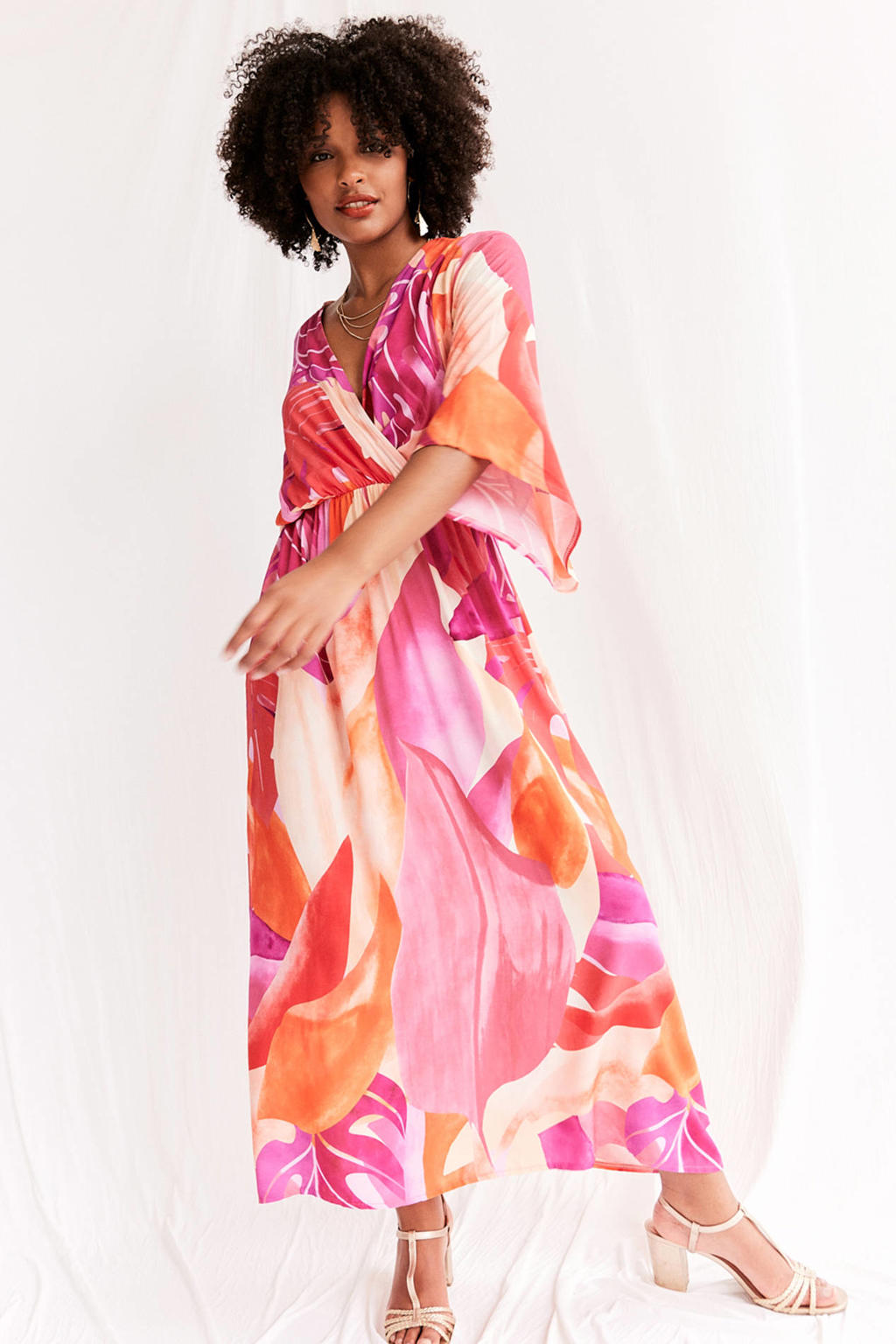LOLALIZA maxi jurk met all over print roze/paars/rood | wehkamp