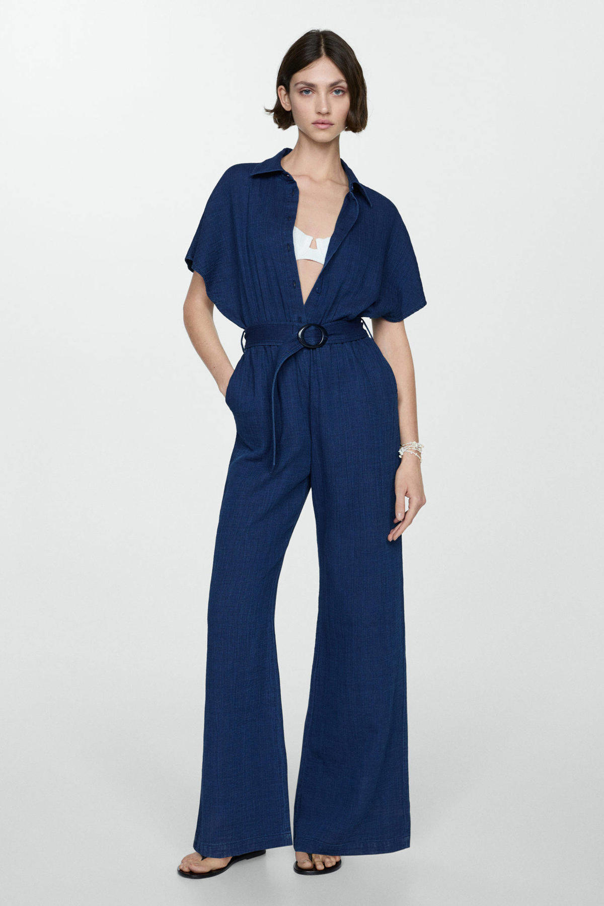 Mango jumpsuit donkerblauw kopen? | Morgen in huis | wehkamp