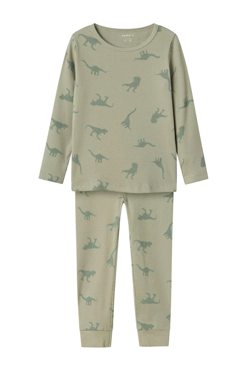 NAME IT MINI pyjama NMMNIGHTSET DINO groen | wehkamp