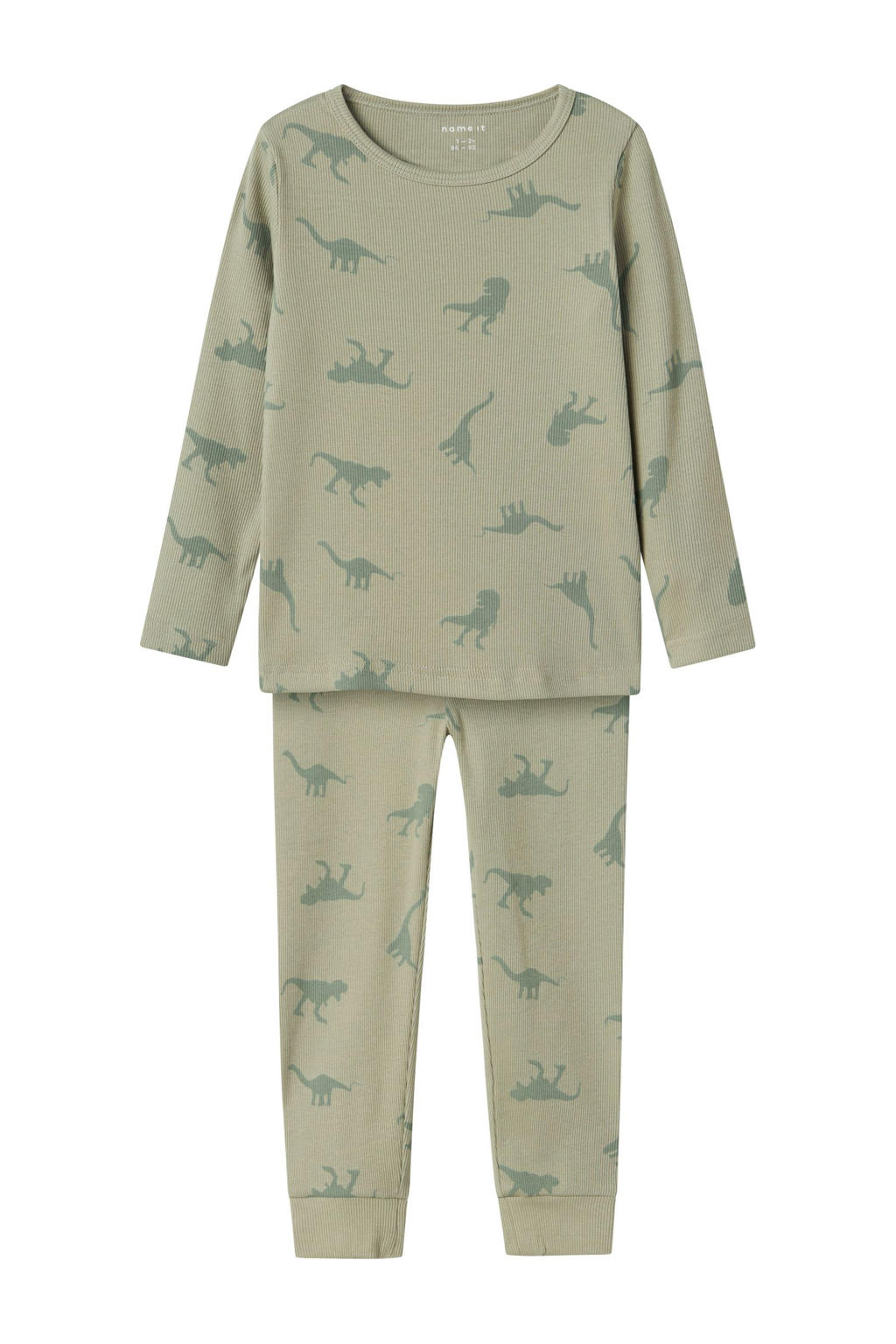 NAME IT MINI pyjama NMMNIGHTSET DINO groen | wehkamp