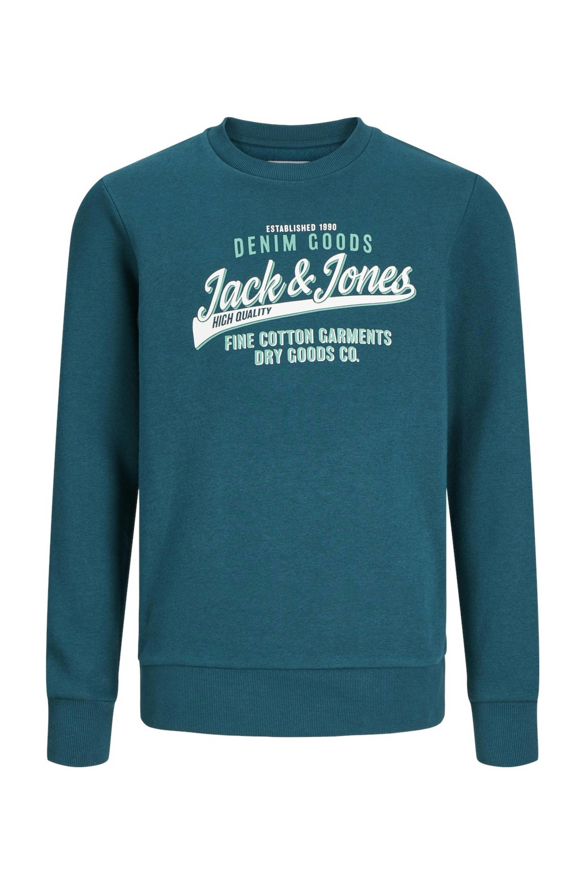 JACK & JONES JUNIOR sweater JJELOGO met logo petrol | wehkamp