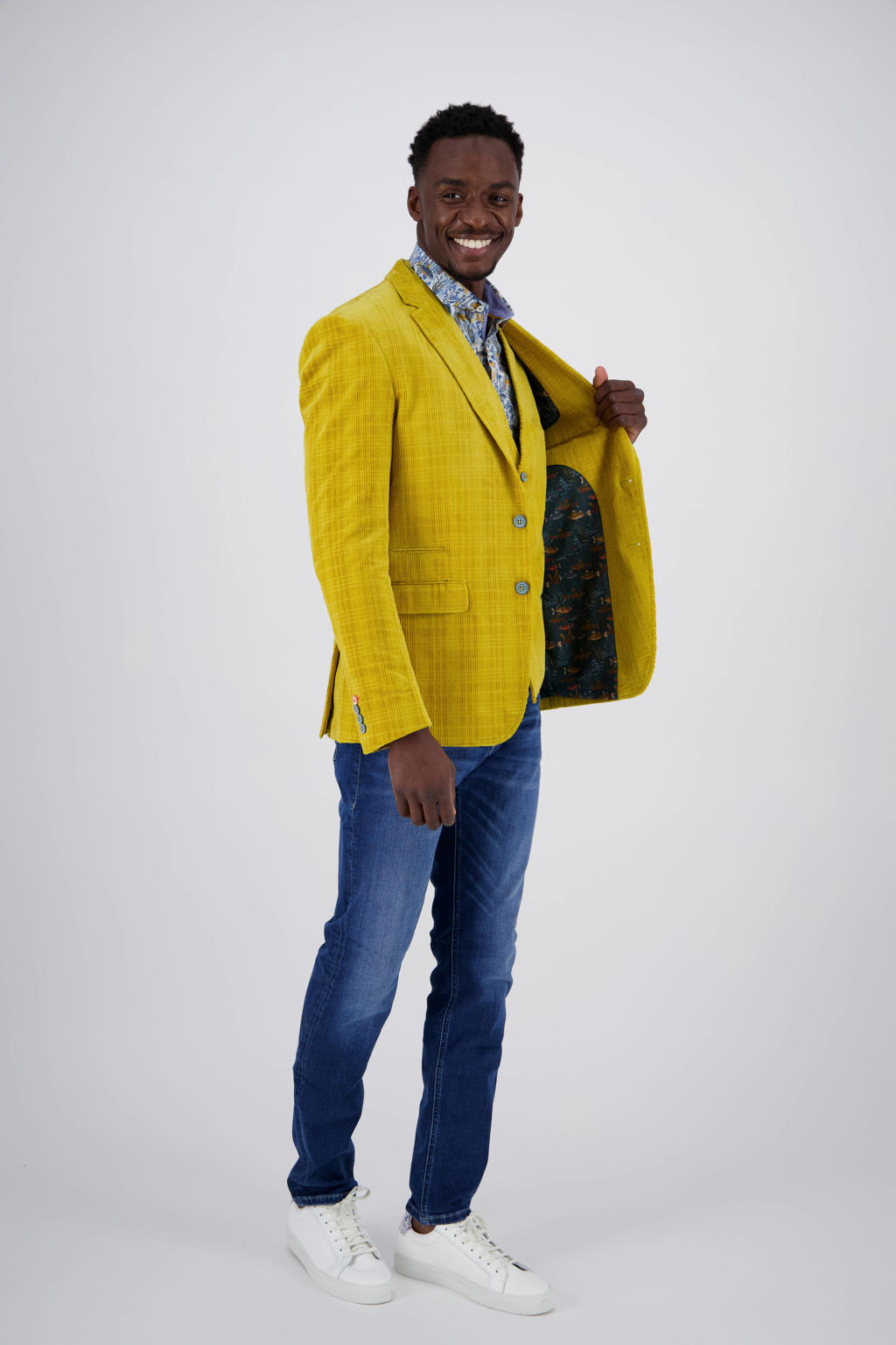 A fish named Fred geruit regular fit colbert geel | wehkamp