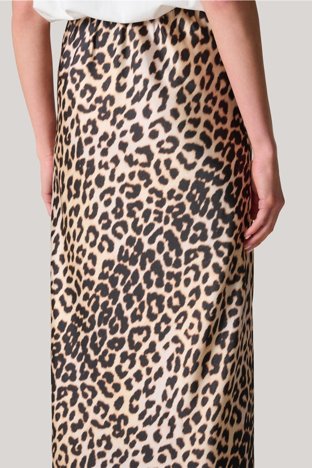 Shoeby satijnen midi rok dierenprint bruin | wehkamp