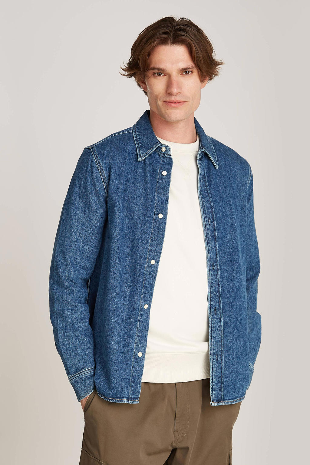 CALVIN KLEIN JEANS denim overhemd blauw | wehkamp