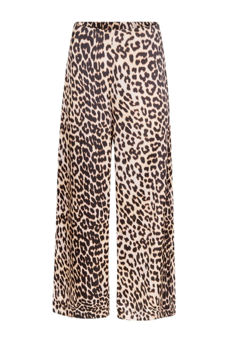 Shoeby high waist wide leg broek met panterprint bruin | wehkamp