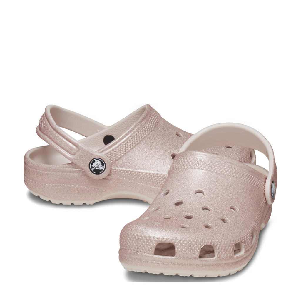 Crocs clogs met glitters lichtroze | wehkamp