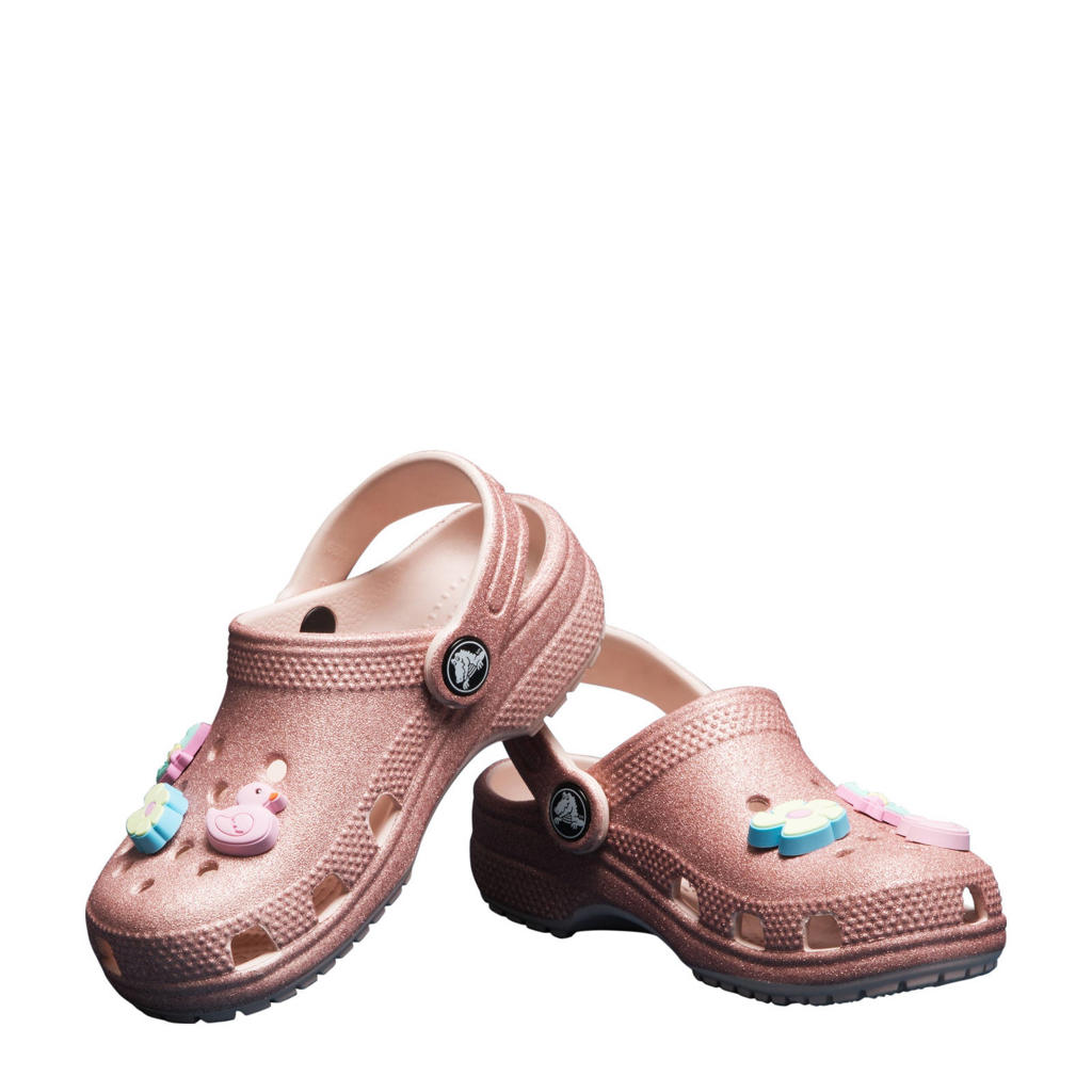 Crocs clogs met glitters lichtroze | wehkamp