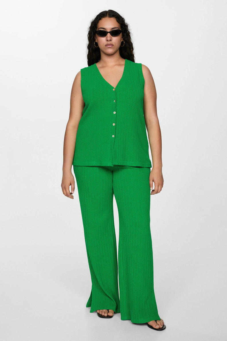 Mango gilet met ingebreid patroon groen | wehkamp