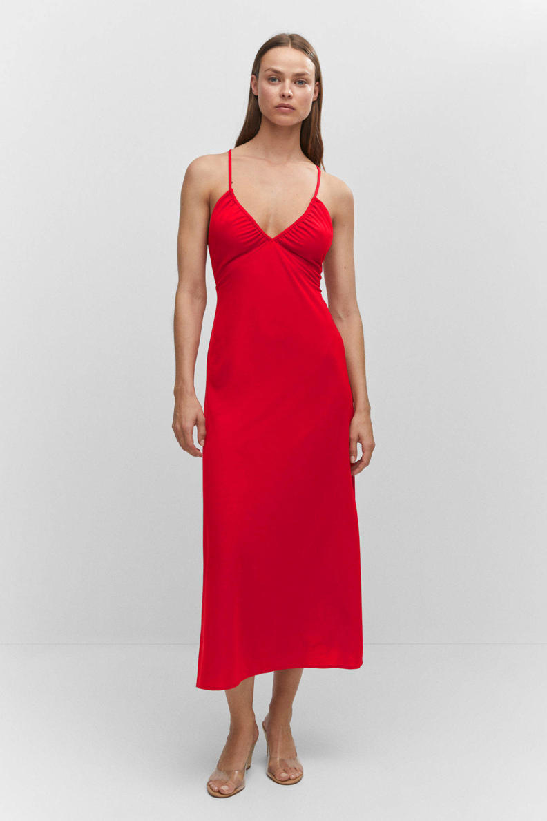 Mango jurk met open rug rood kopen? | Morgen in huis | wehkamp