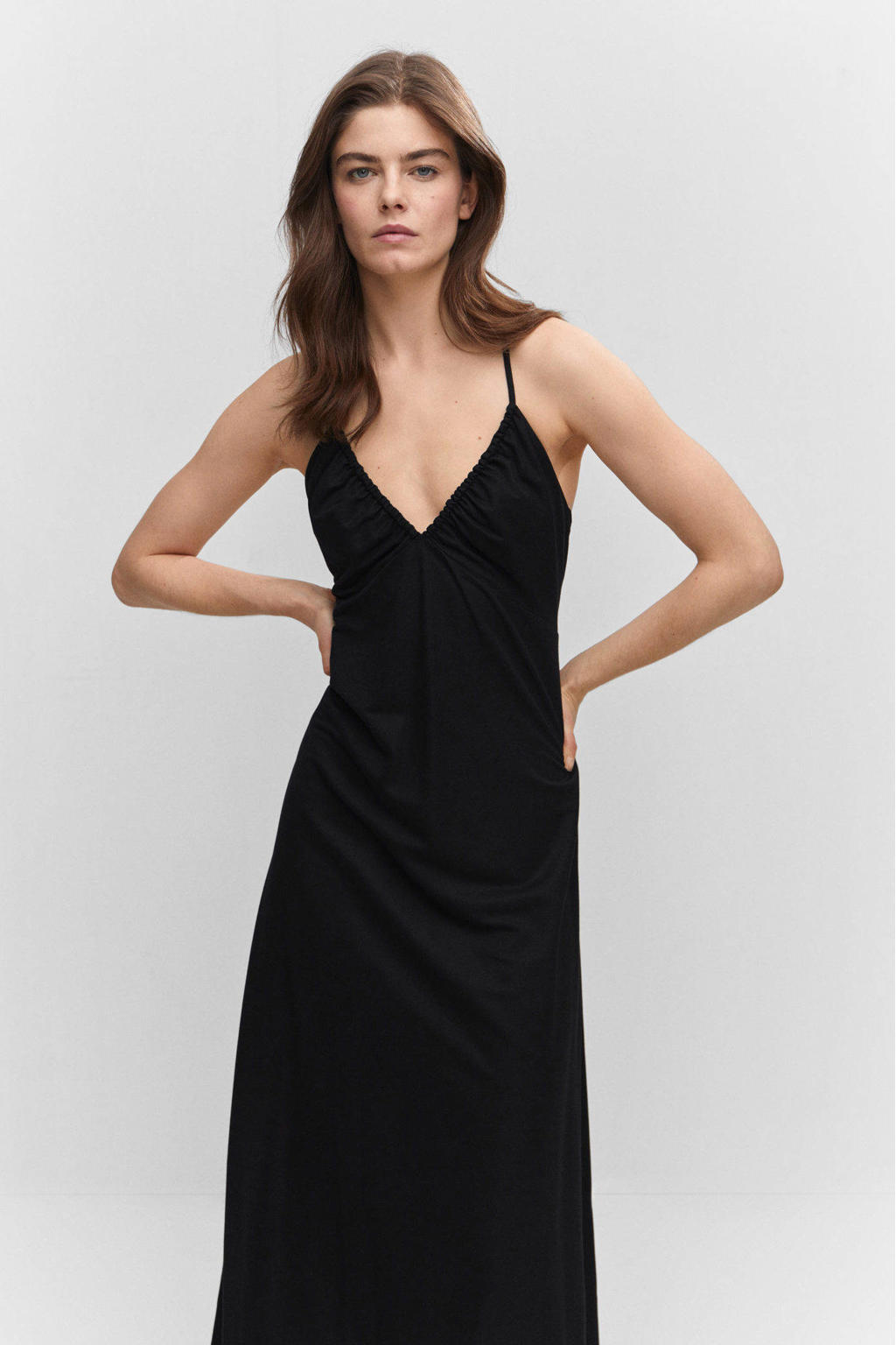 Mango jurk met open rug zwart | wehkamp
