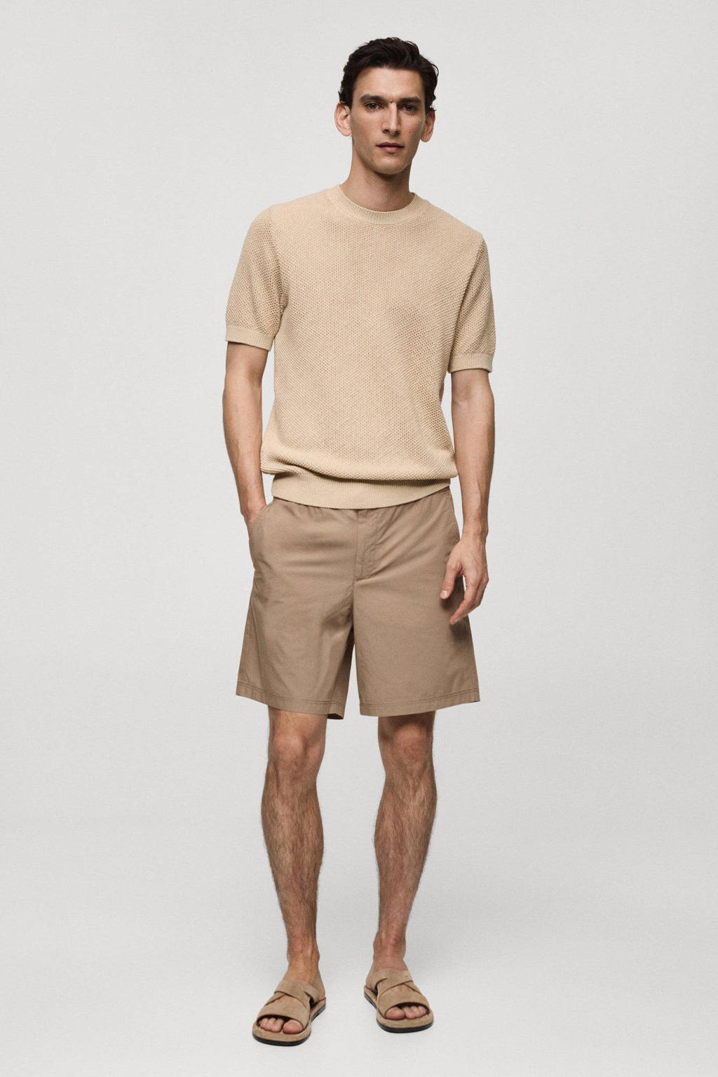 Mango Man relaxed short lichtbruin | wehkamp