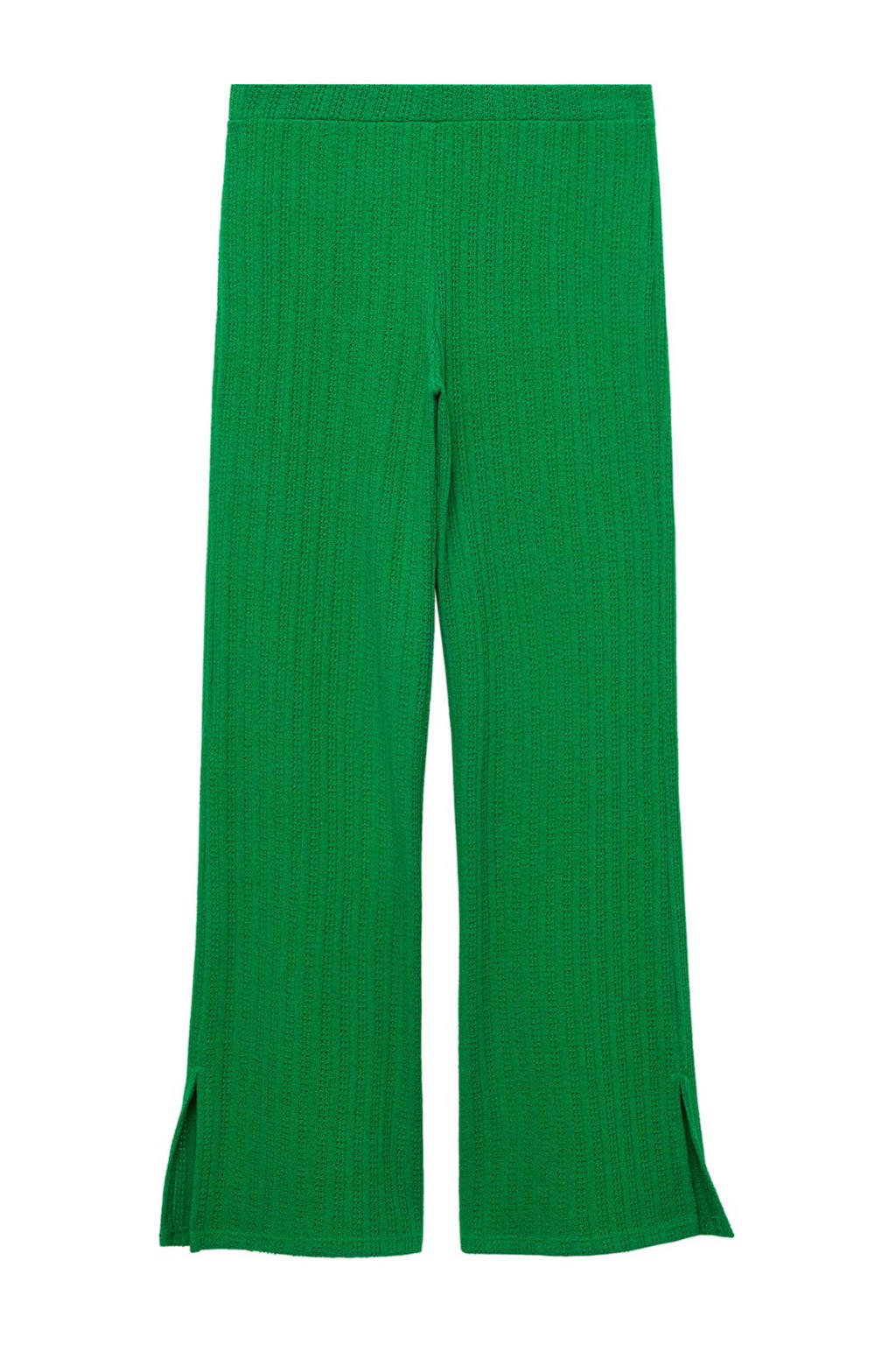 Mango wide leg pantalon met ingebreid patroon groen | wehkamp