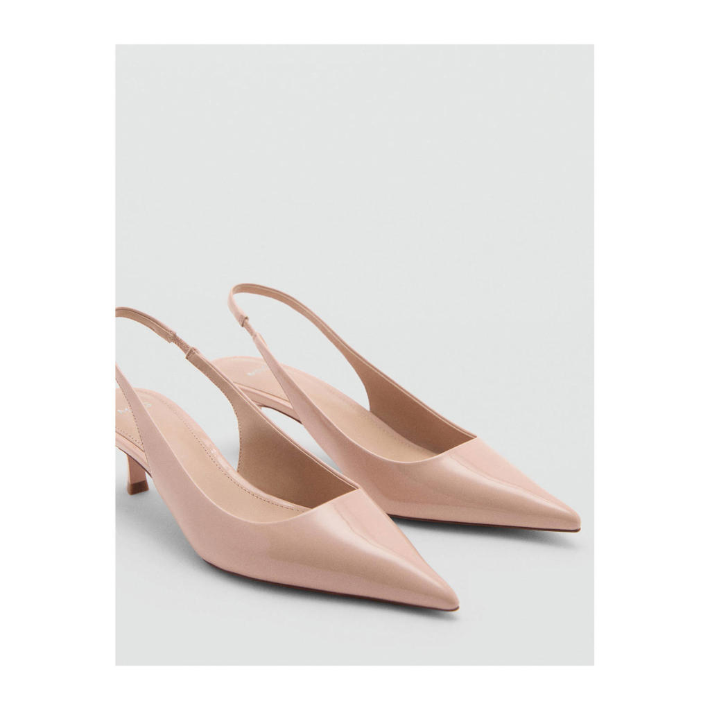 Mango lak slingback pumps beigeroze | wehkamp