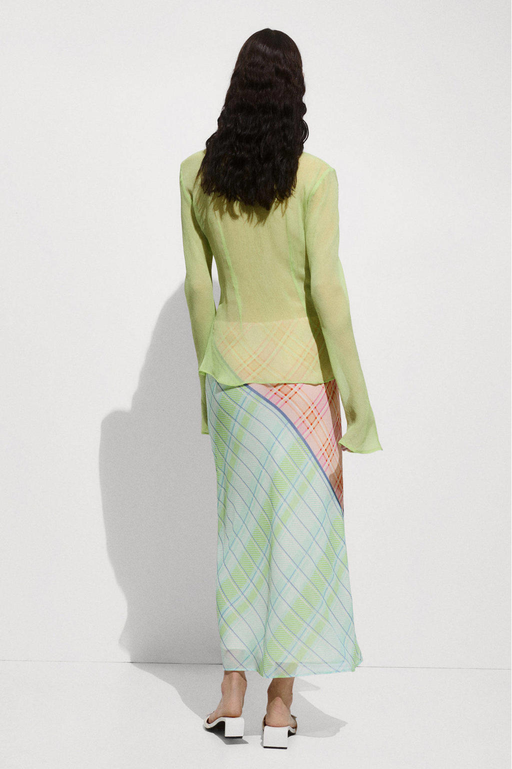 Mango maxi rok met all over print blauw/groen/rood | wehkamp