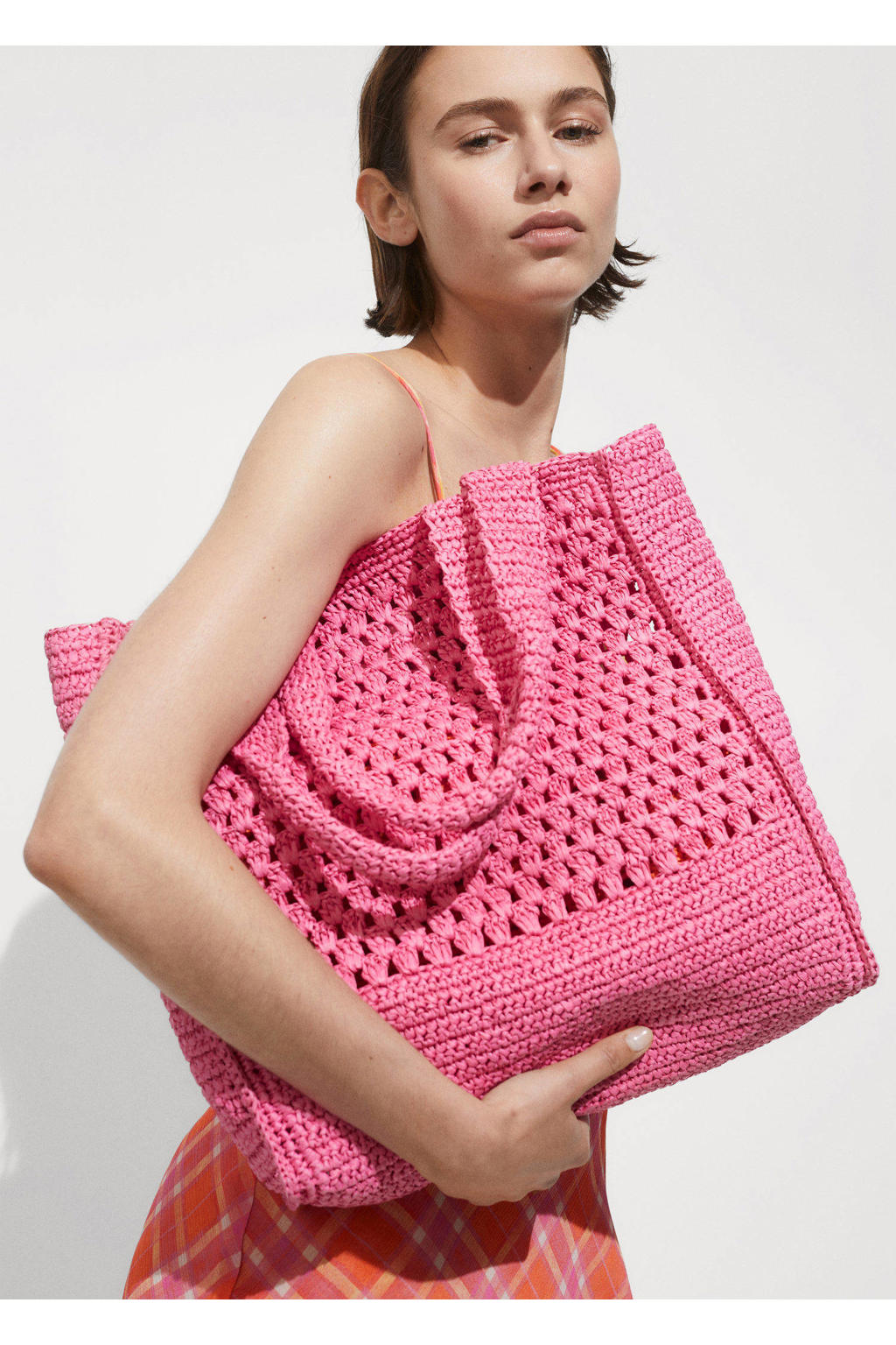 Mango crochet shopper roze kopen? | Morgen in huis | wehkamp