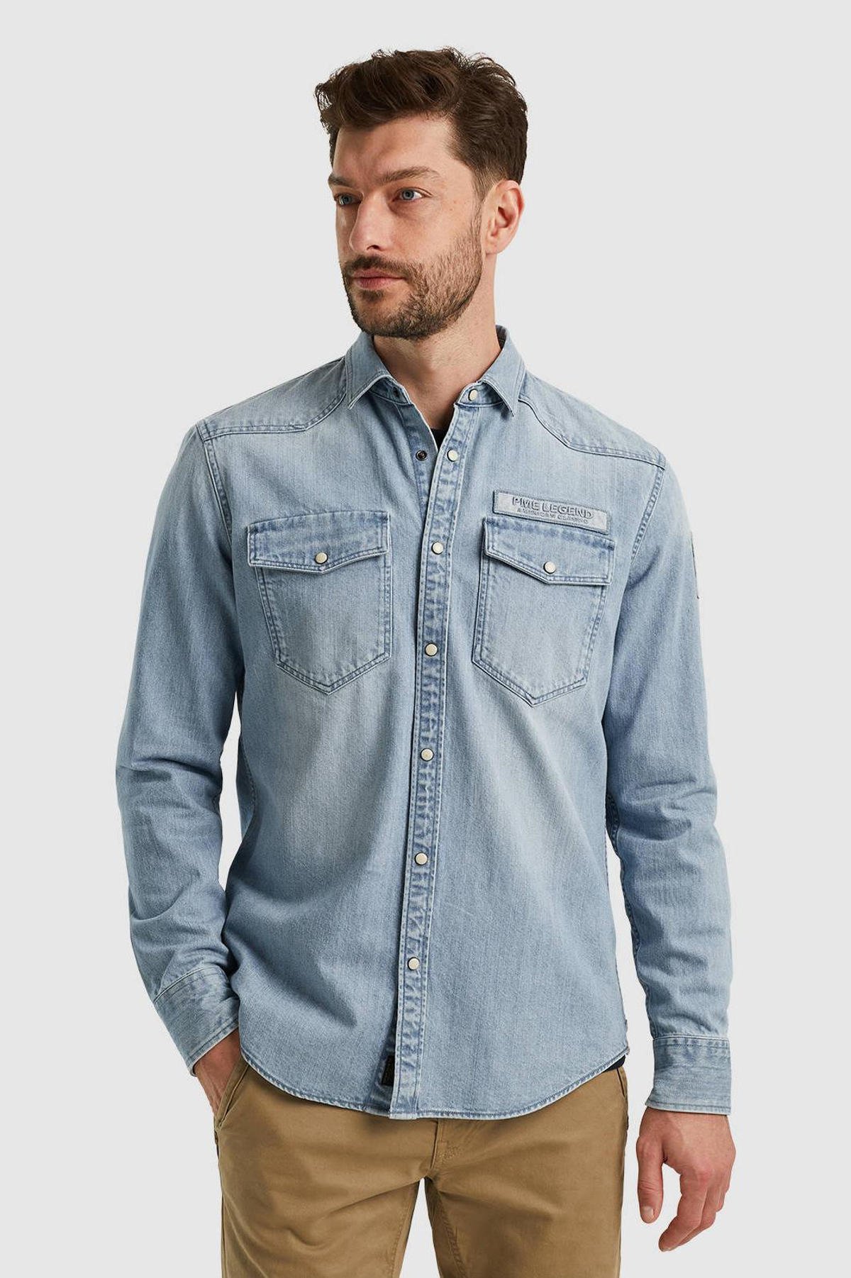 PME Legend casual overhemd light blue denim | wehkamp
