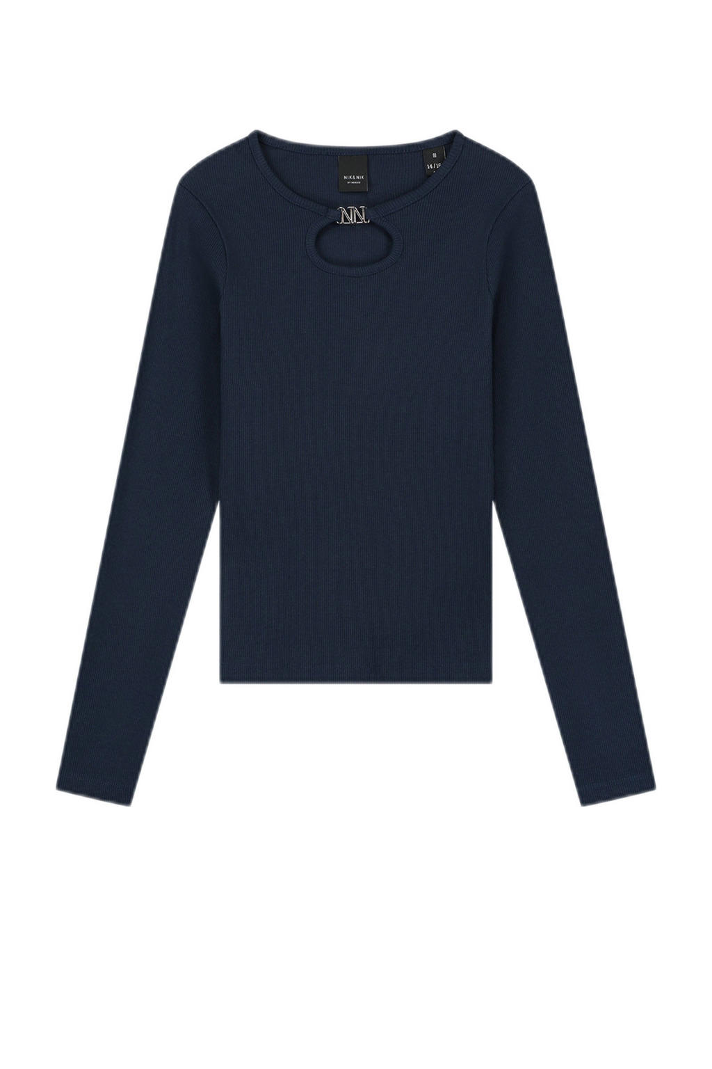 NIK&NIK ribgebreide top Presley donkerblauw | wehkamp