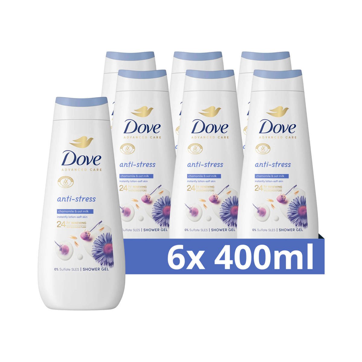 Dove Advanced Care Anti-Stress verzorgende douchegel - 6 x 400 ml | wehkamp