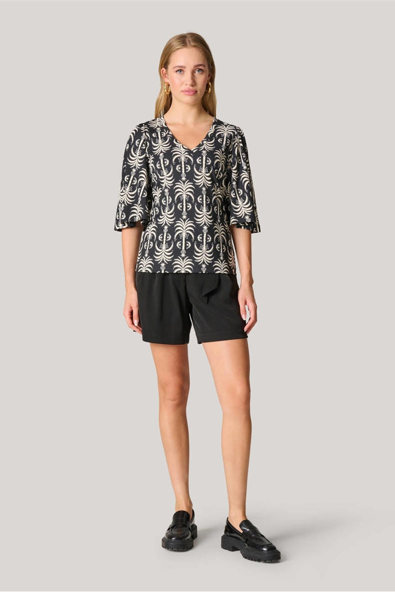 Shoeby top met all over print zwart/ecru | wehkamp