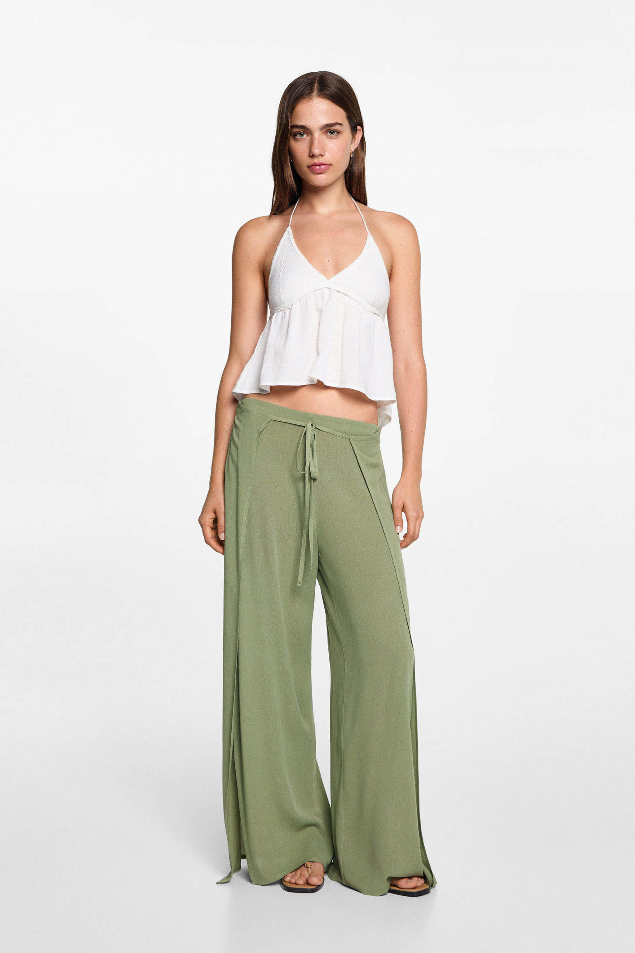 MANGO TEEN wide leg broek groen | wehkamp