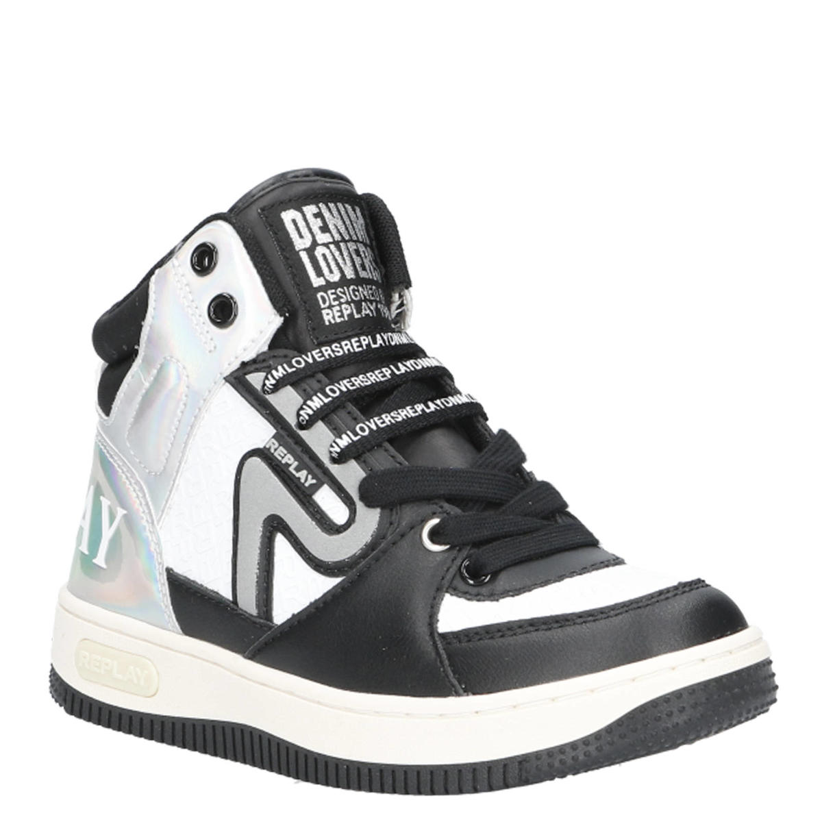 REPLAY Epic jr sneakers zwart/wit | wehkamp