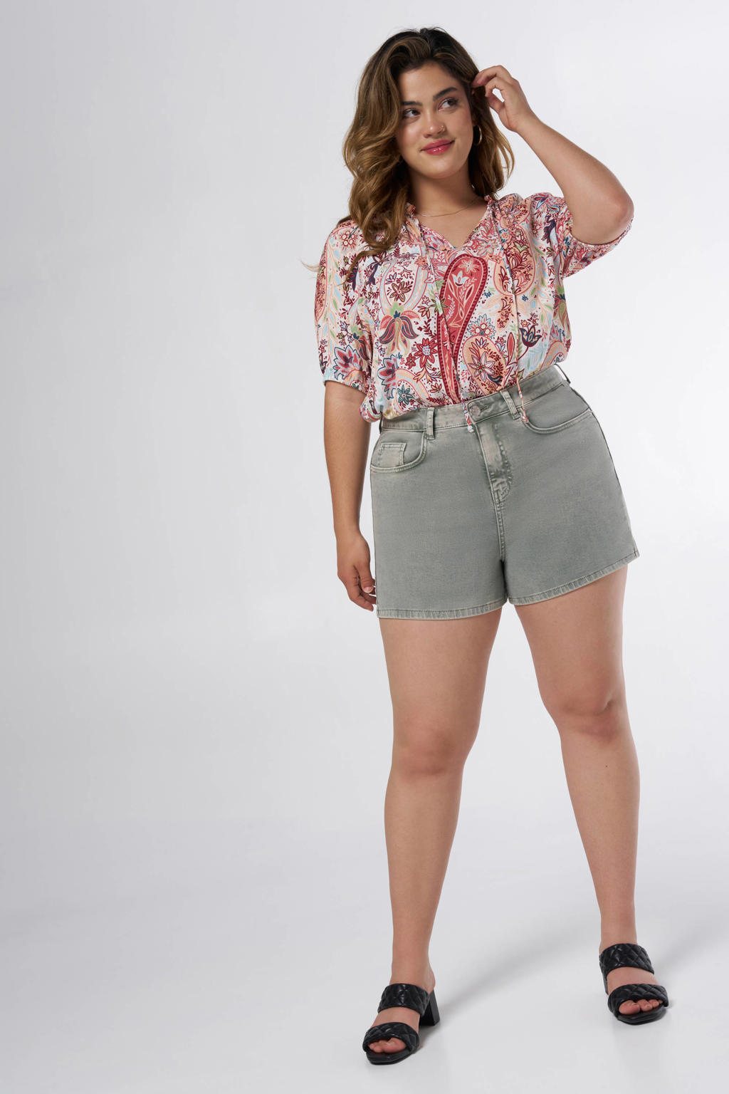 MS Mode regular fit short lichtkaki | wehkamp