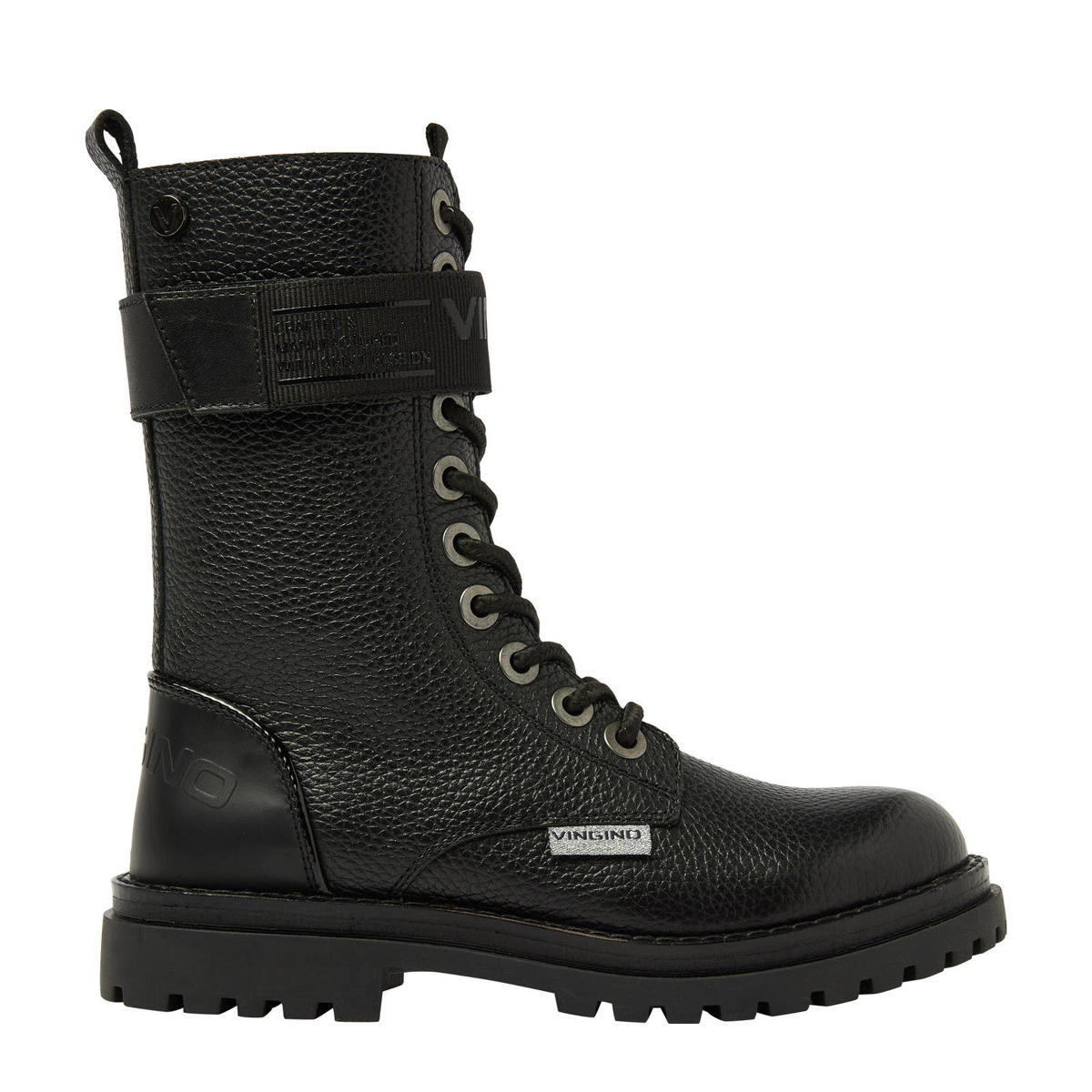 Vingino Evi XHI leren veterboots zwart | wehkamp