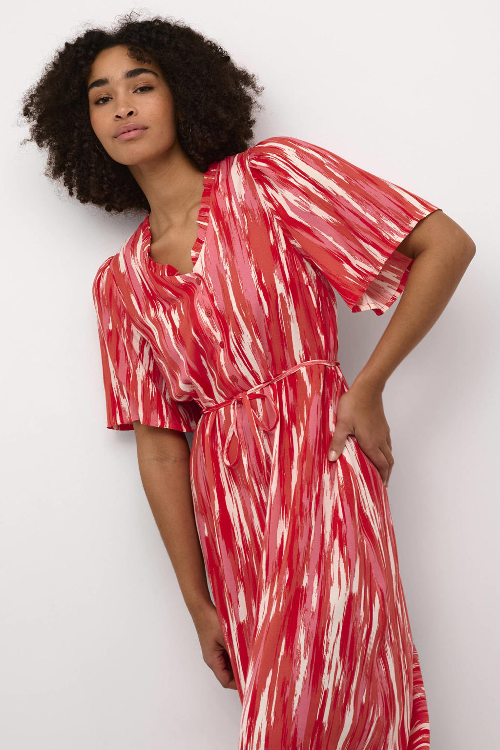 Kaffe blousejurk met all over print roze | wehkamp