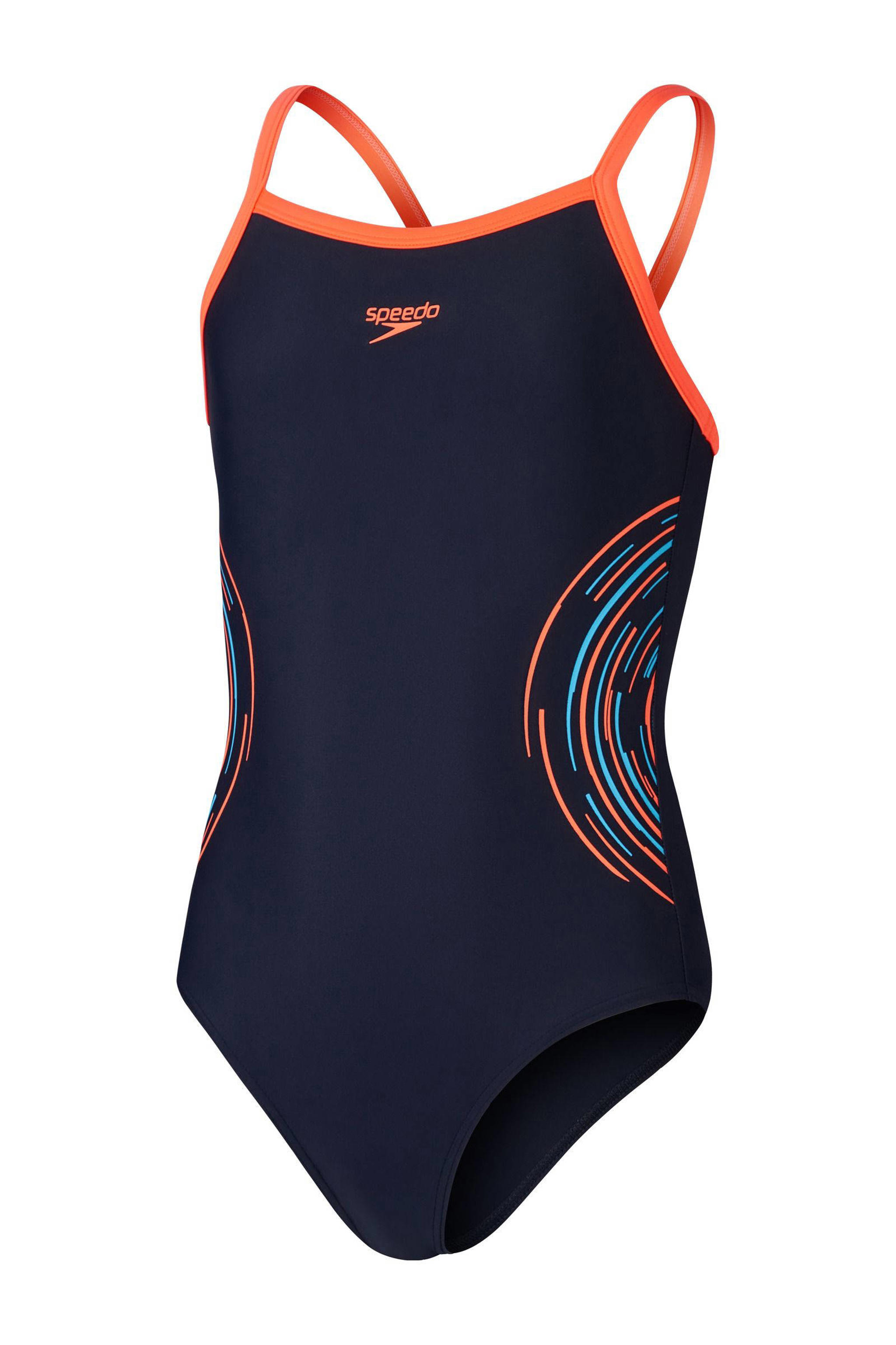 Speedo EnduraFlex sportbadpak Muscleback donkerblauw/oranje | wehkamp