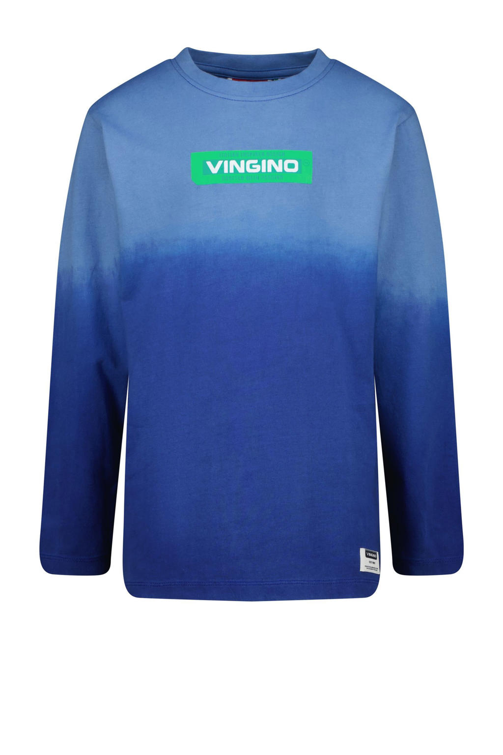 Vingino longsleeve Jolk met logo blauw/lichtblauw | wehkamp