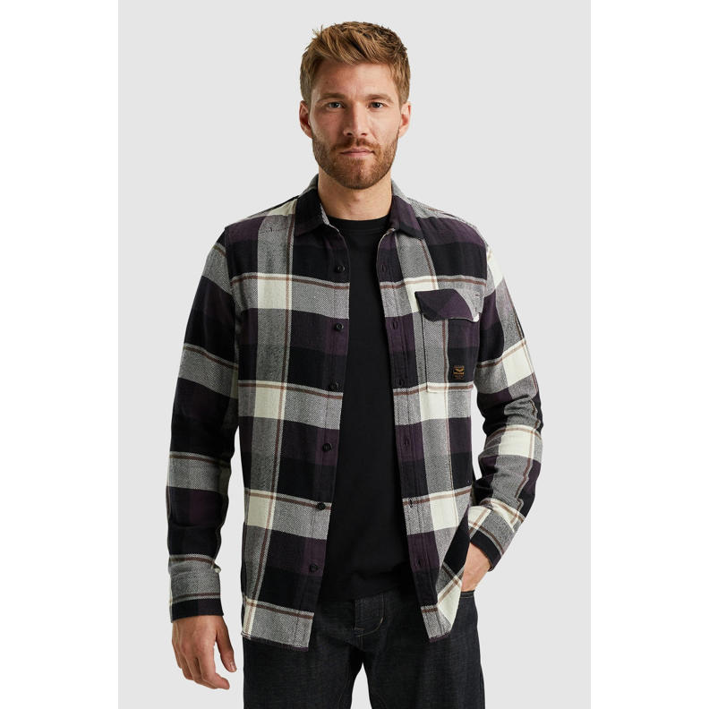 PME Legend geruit flanellen overhemd paars | wehkamp