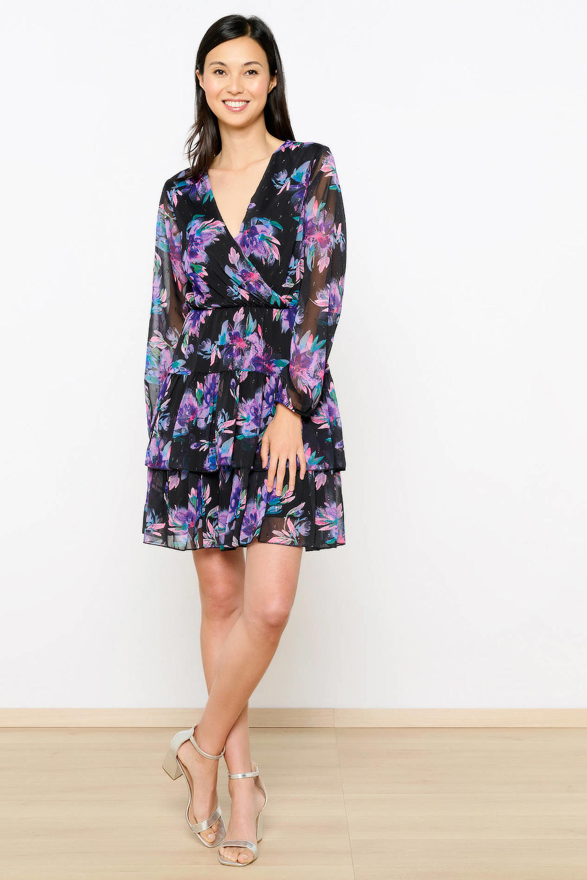 LOLALIZA jurk met all over print zwart | wehkamp