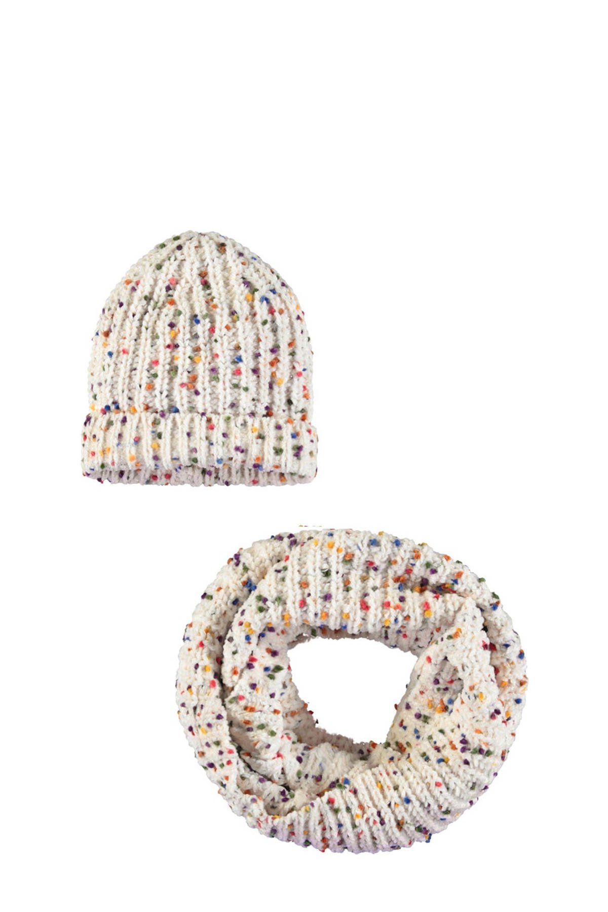 Like Flo muts + colsjaal Noah met stippendessin ecru/multicolor | wehkamp