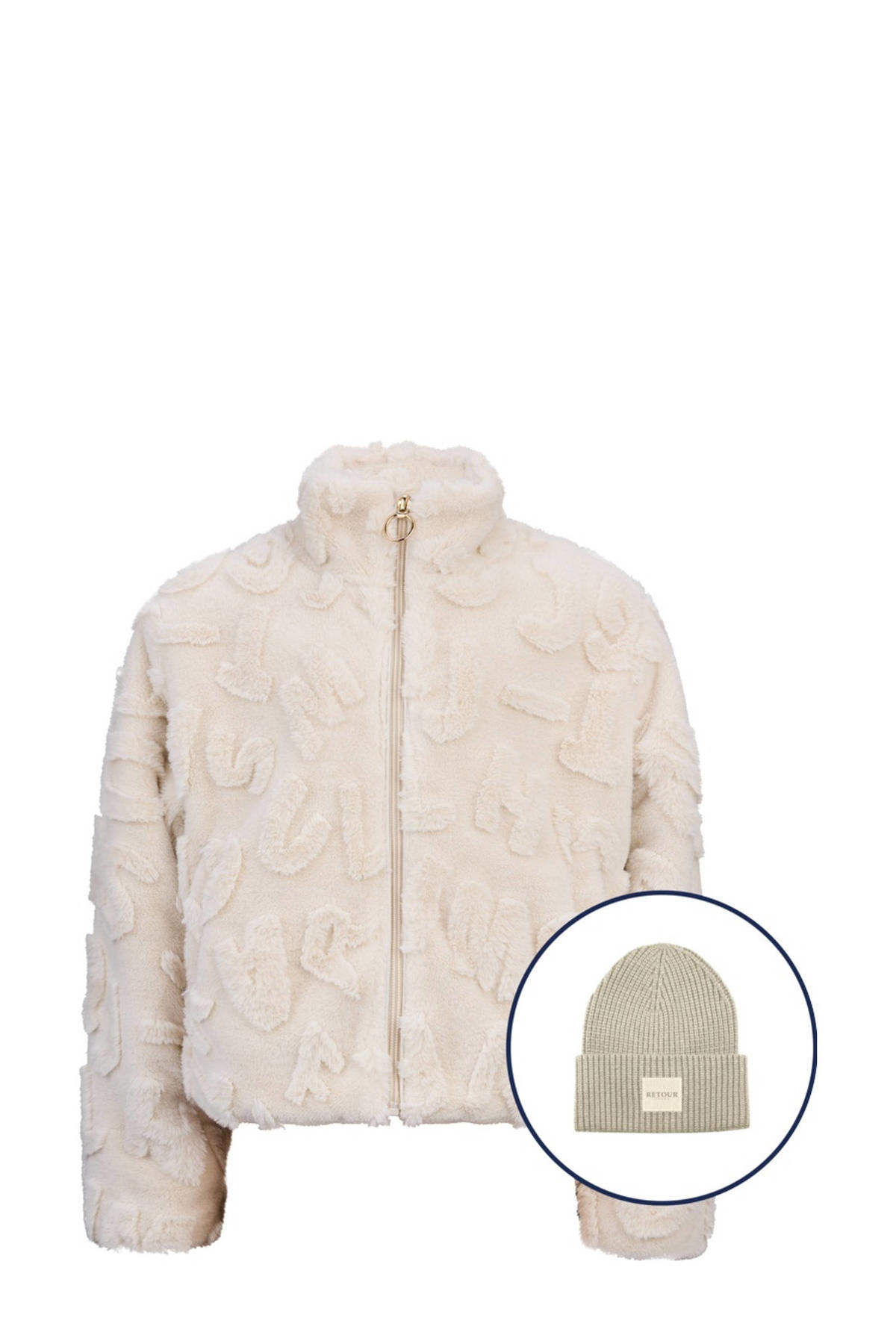 Retour Jeans imitatiebont winterjas Nova met all over print ecru | wehkamp