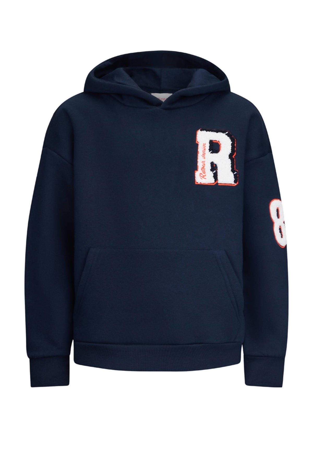 Retour Jeans hoodie Gote met logo donkerblauw | wehkamp