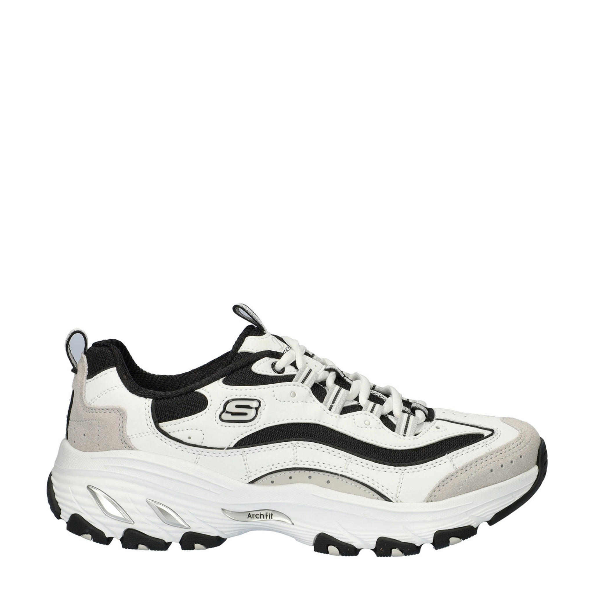 Skechers Arch Fit D'Lites chunky sneakers wit/zwart | wehkamp