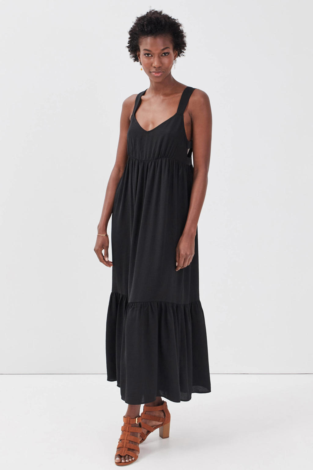 Cache Cache maxi jurk met open rug zwart | wehkamp