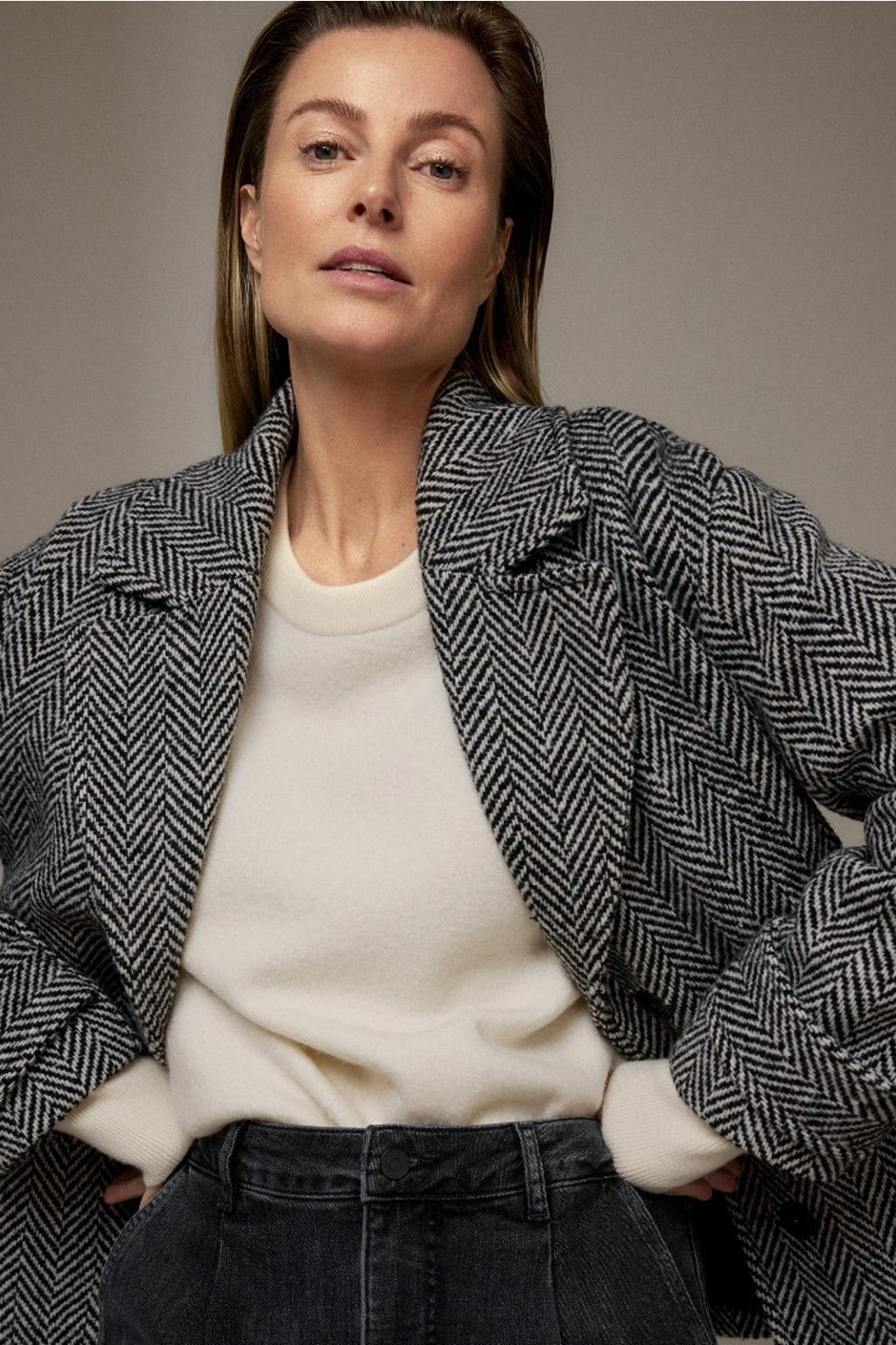 Maura by Claudia Strater Manteljas herringbone zwart | wehkamp