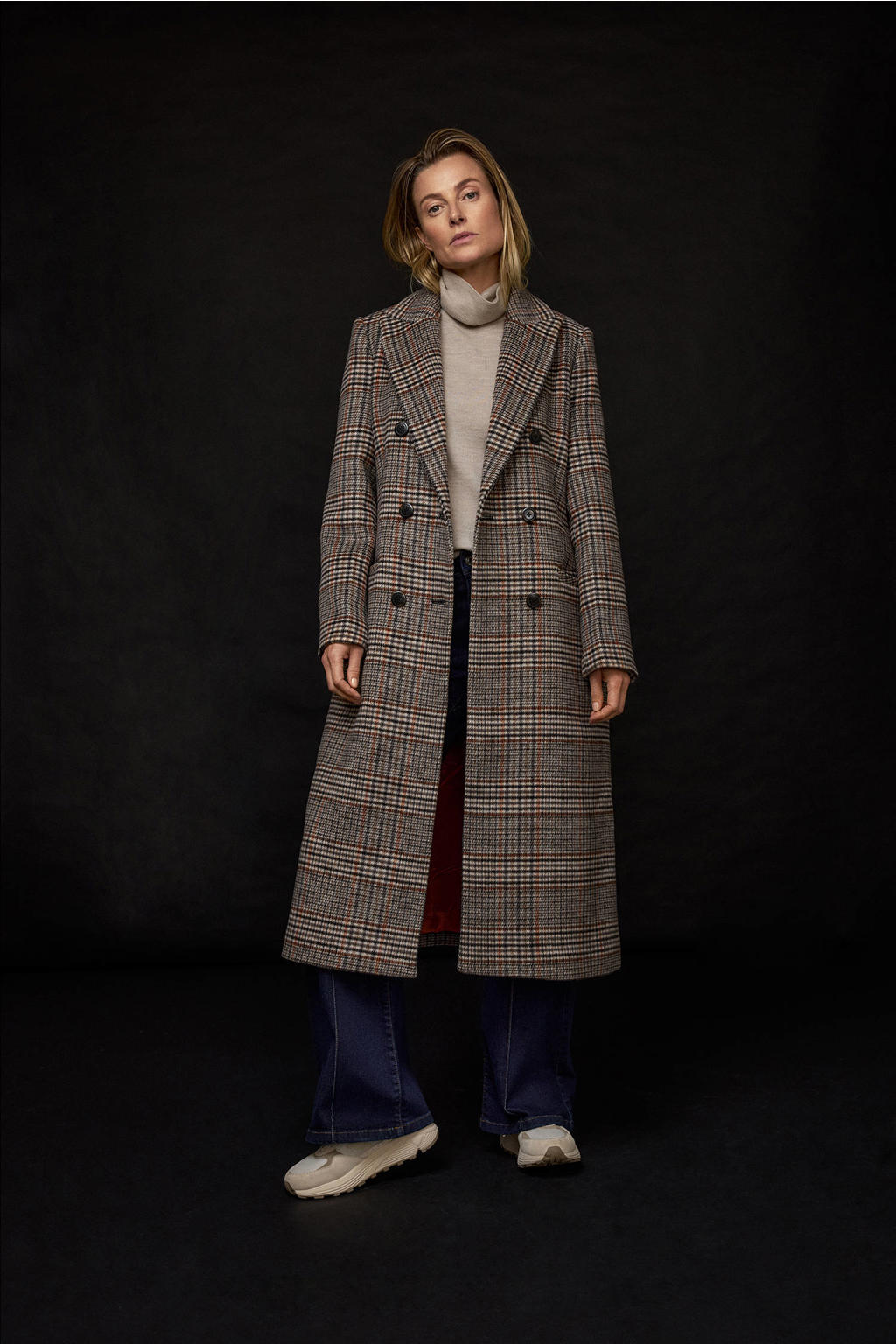 Maura by Claudia Strater geruite jas met wol camel | wehkamp