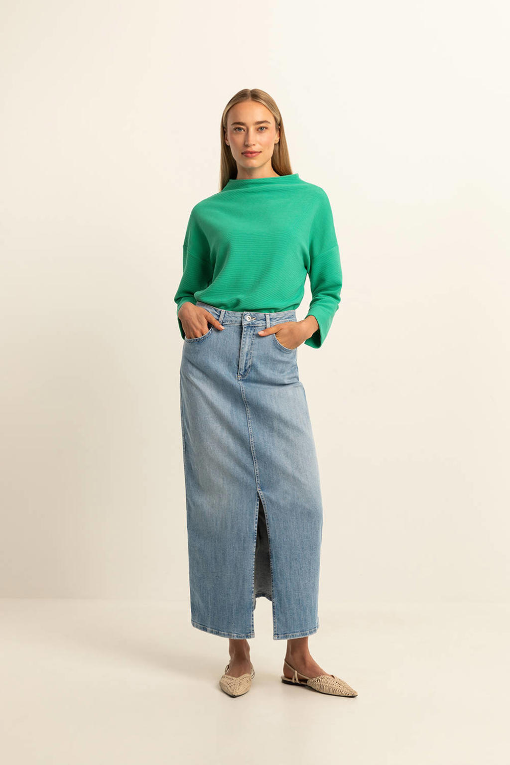 Expresso denim maxi rok light blue denim | wehkamp