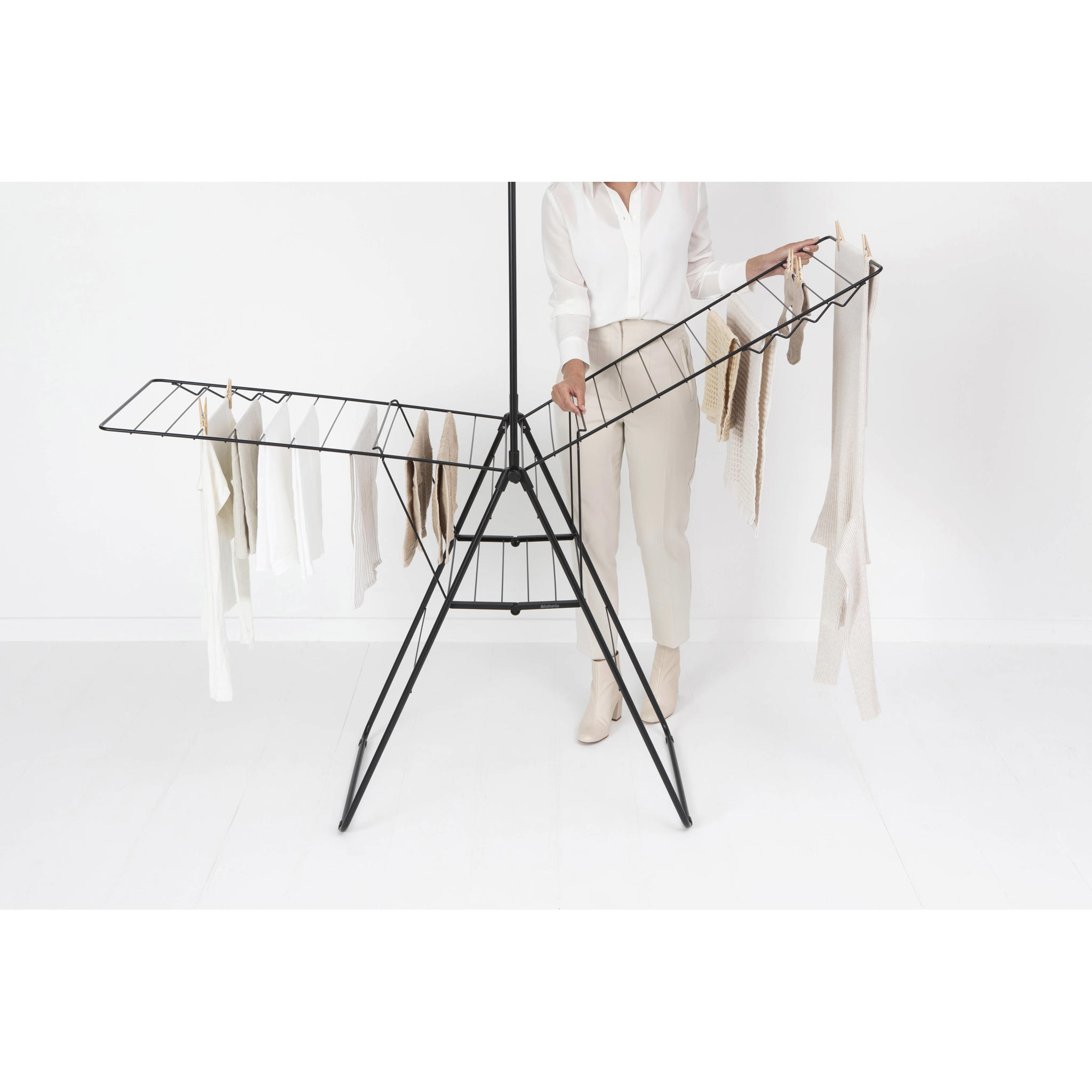 Brabantia droogrek HangOn met stang (25 m) Matt Black | wehkamp