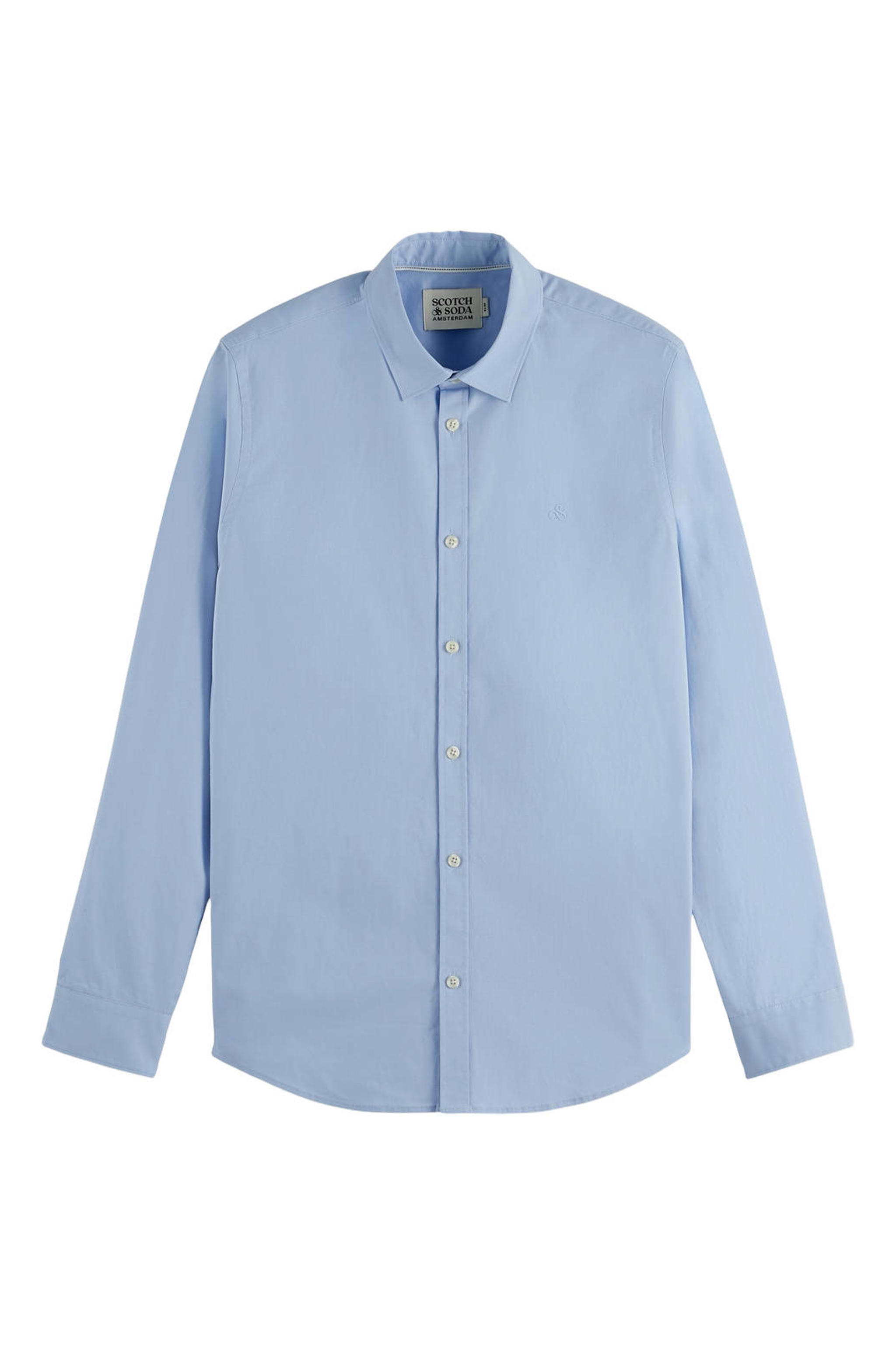 Scotch & Soda regular fit overhemd medium blue | wehkamp