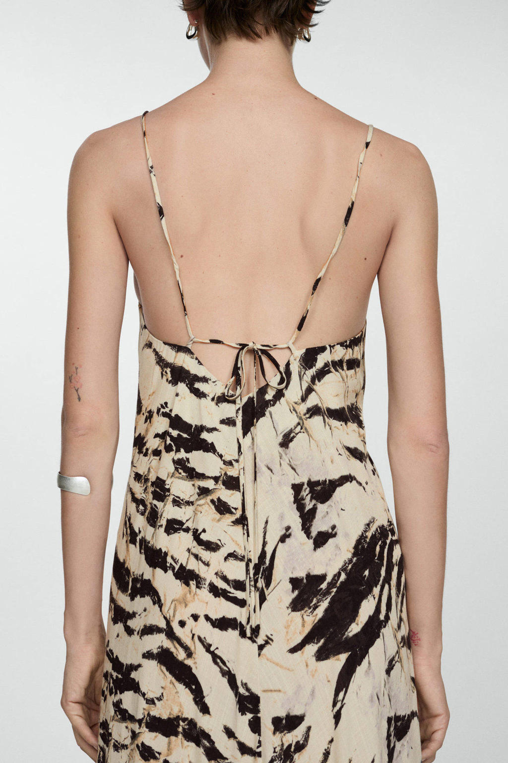 Mango maxi jurk met zebraprint beige/zwart | wehkamp