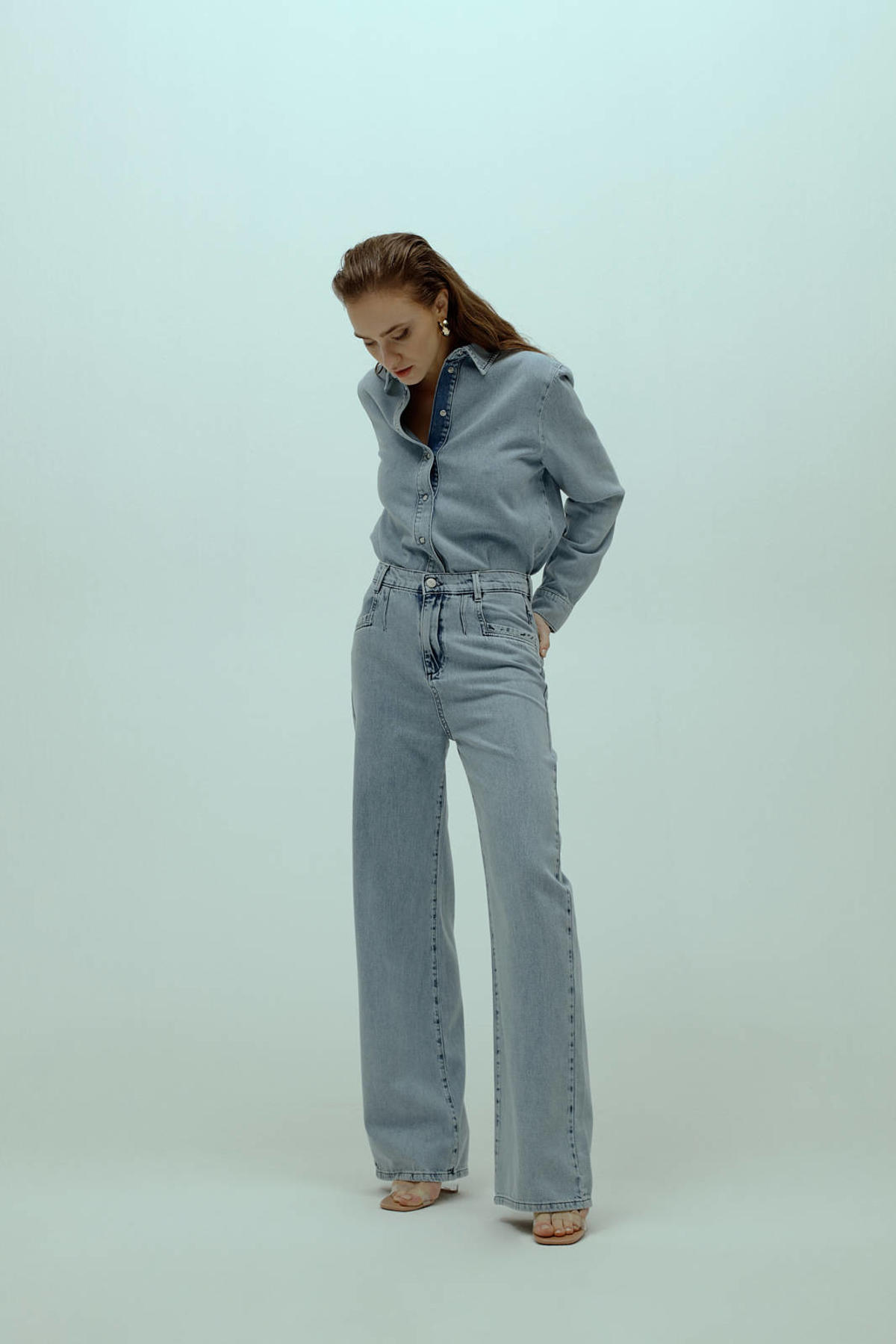 Homage To Denim High Waist Wide Leg Jeans Light Blue Denim Wehkamp