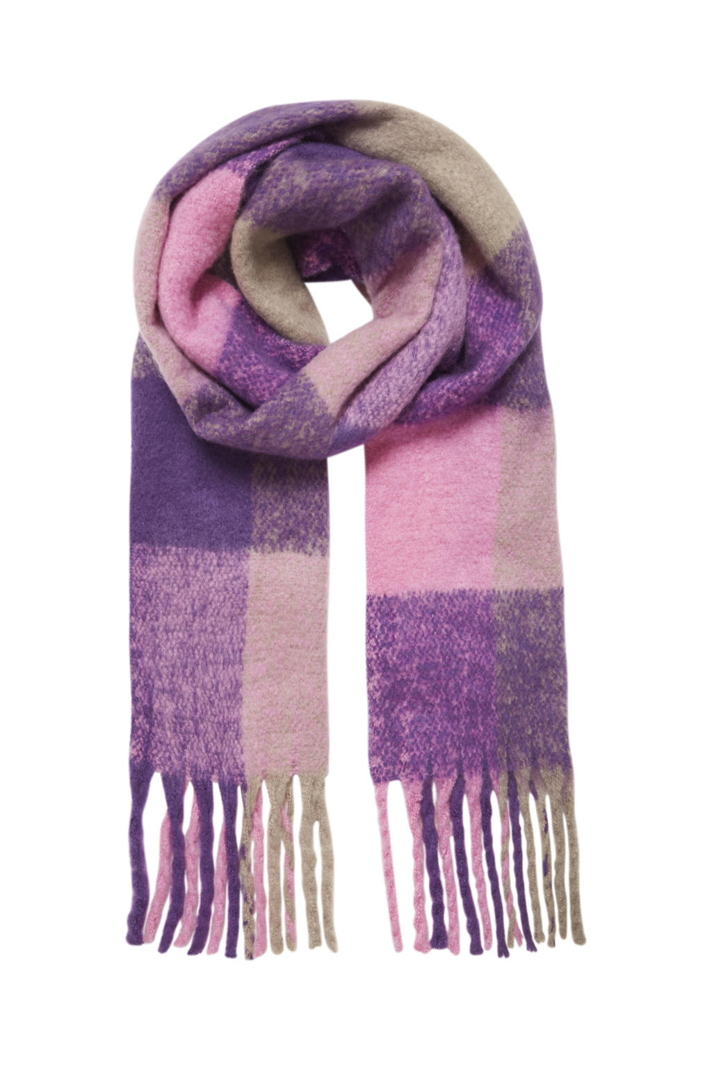 ICHI geruite sjaal IAAGGE paars | wehkamp