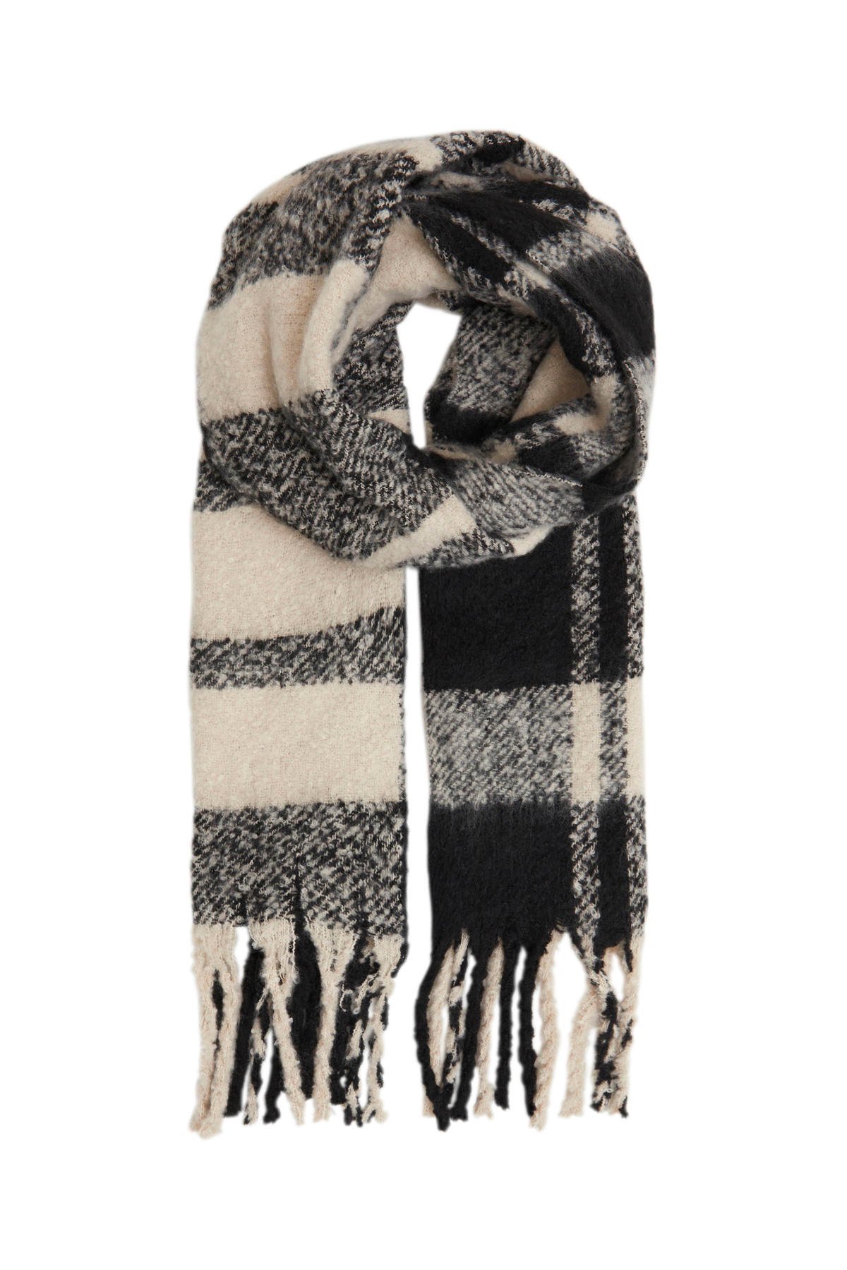 ICHI geruite sjaal IAFRANCI zwart/ecru | wehkamp