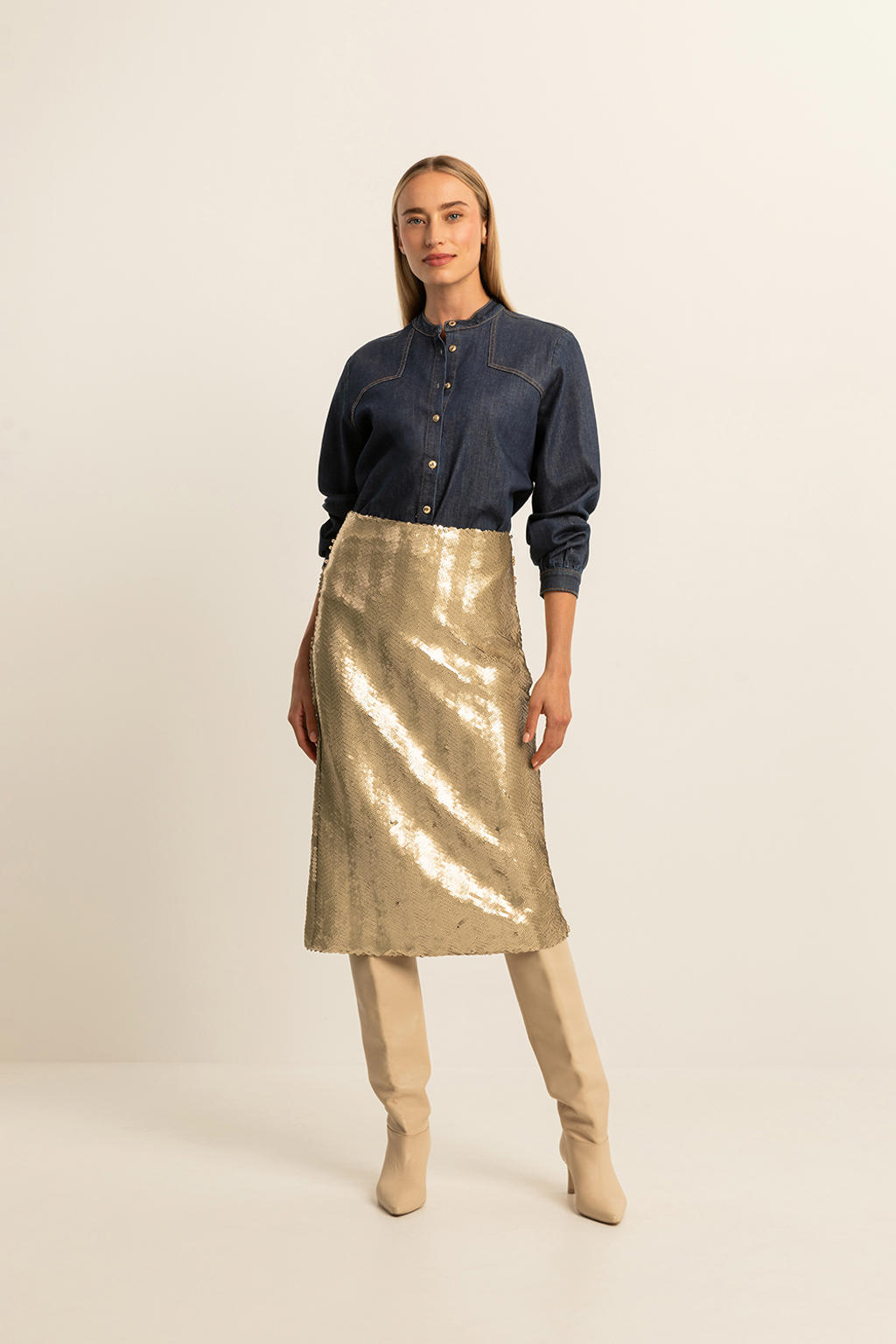 Expresso kokerrok met pailletten goud | wehkamp