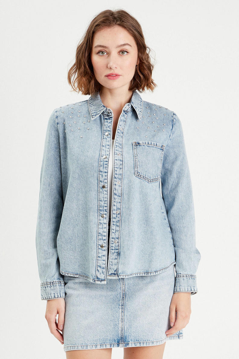 Cache Cache denim blouse light blue | wehkamp